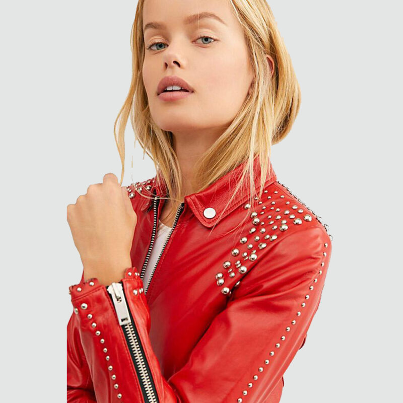 Isabel Red Studded Leather Jacket - The Best Jacket